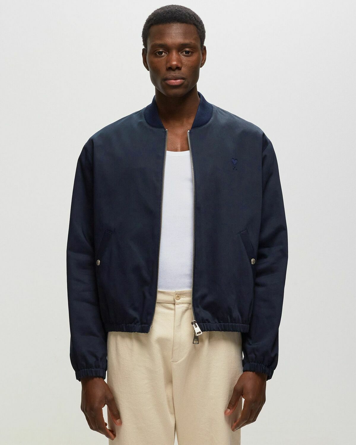 Ami Paris Zipped Bomber Blue Bomber Jackets AMI