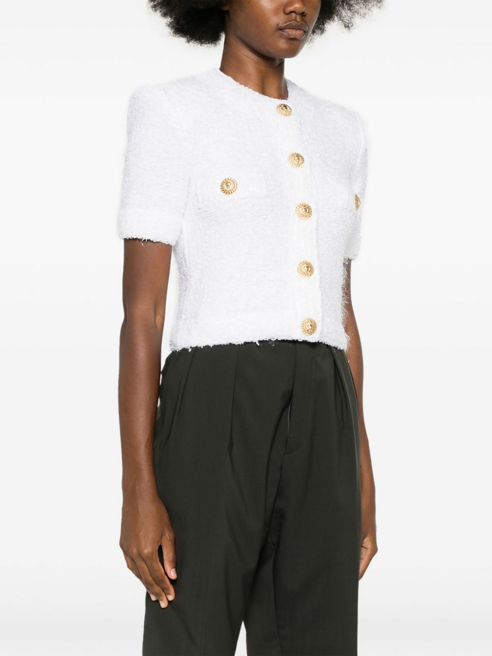 Balmain Logo-Buttons Tweed Top Balmain