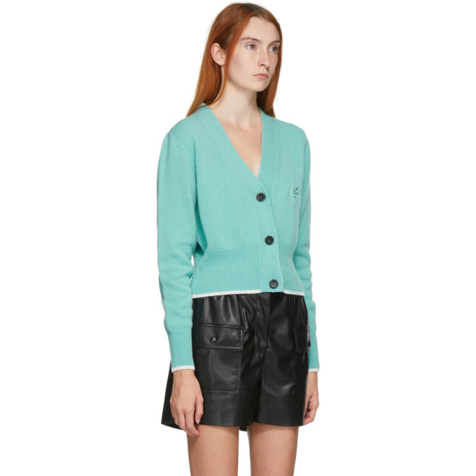 MSGM Green Wool and Cashmere Cardigan MSGM