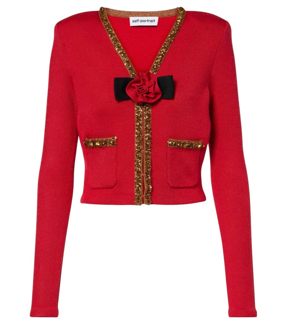 Self-Portrait Waffle-knit embellished cardigan Self-Portrait