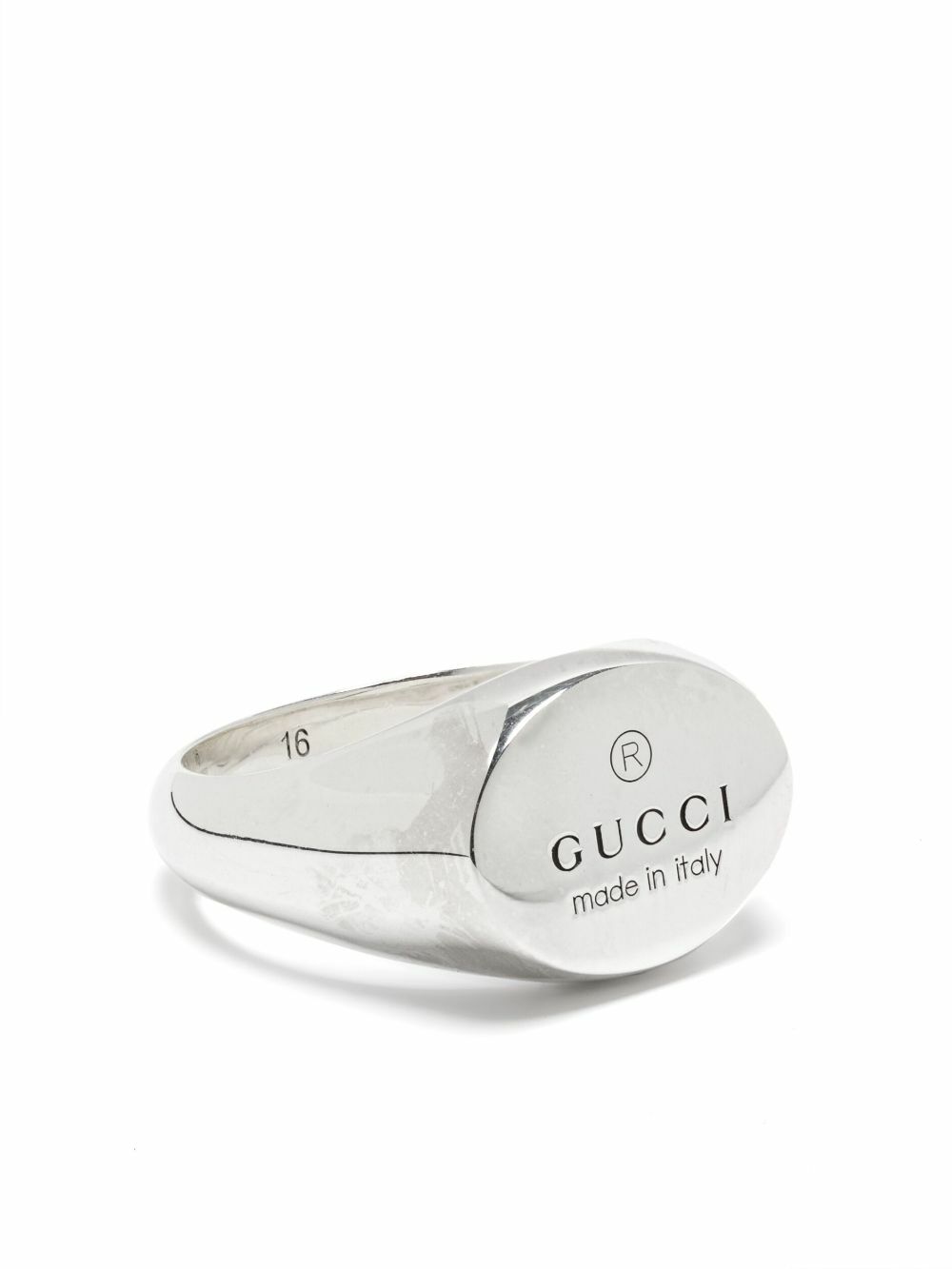 Gucci Sterling Silver Logo-Engraved Signet Ring Gucci