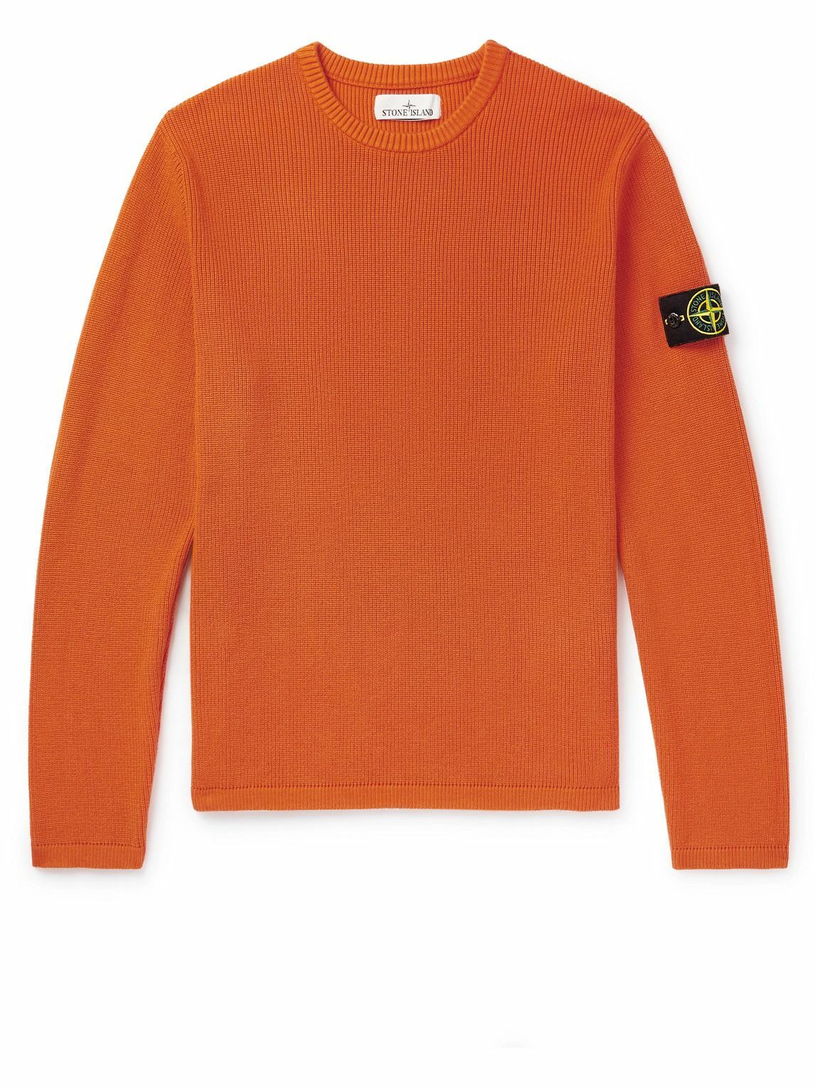 Stone Island - Logo-Appliquéd Cotton Sweater - Orange Stone Island