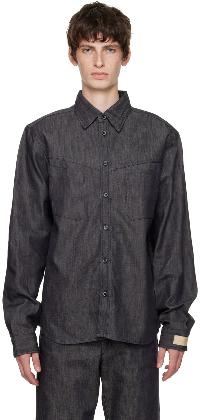 rito structure Indigo Angled Pocket Shirt rito structure