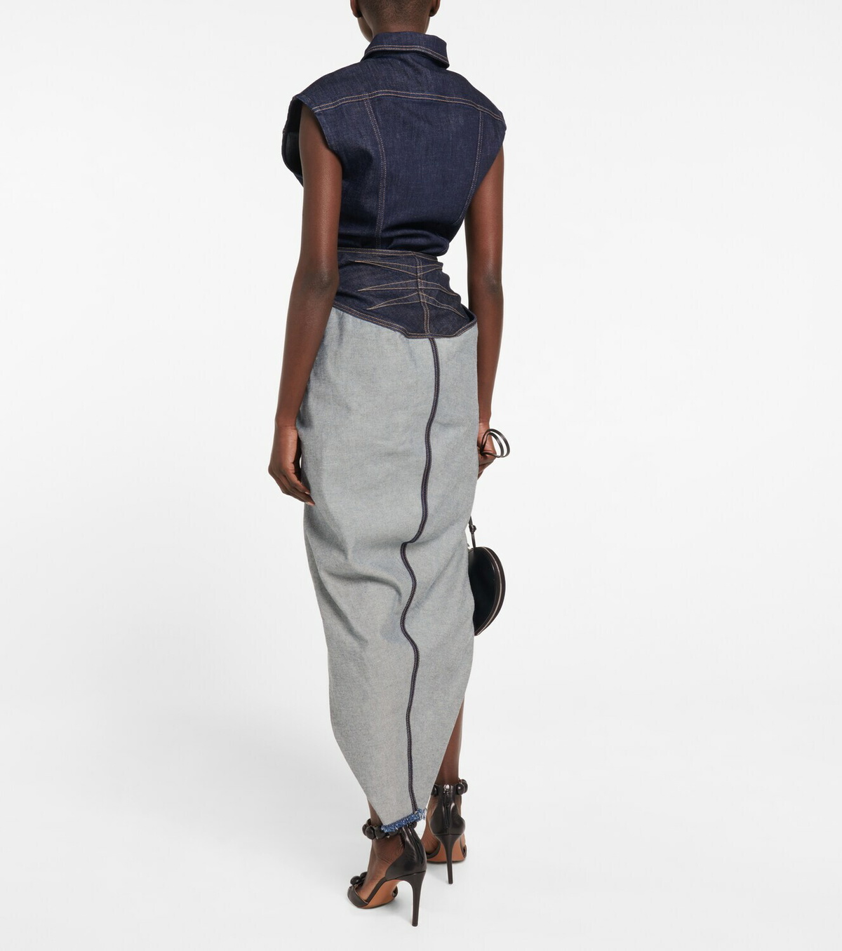 Alaïa Draped denim maxi skirt ALAÏA