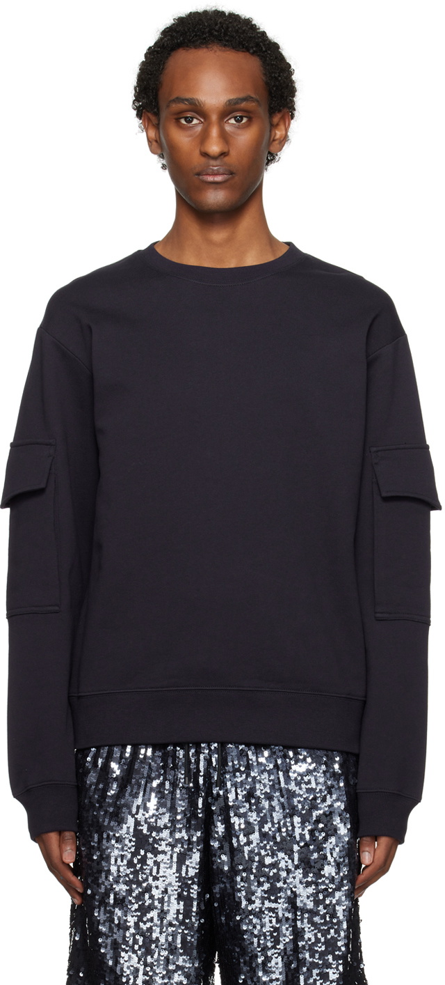 Dries Van Noten Navy Cargo Sweatshirt Dries Van Noten