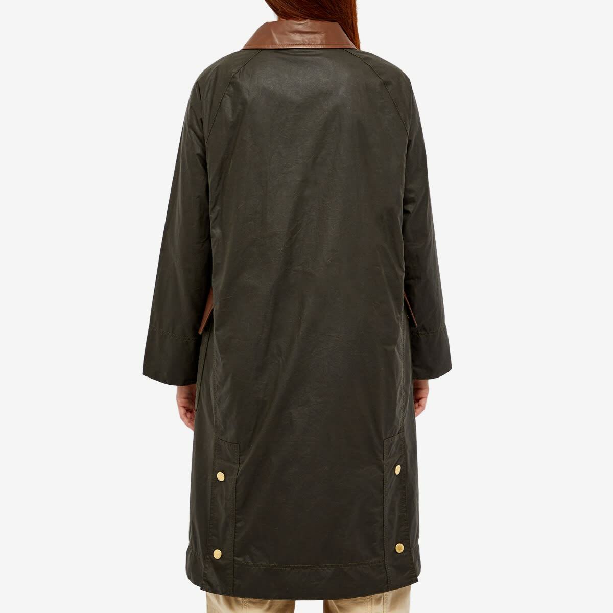 Barbour Women's Bearden Long Wax Jacket in Archive Olive/Ancient Brown ...