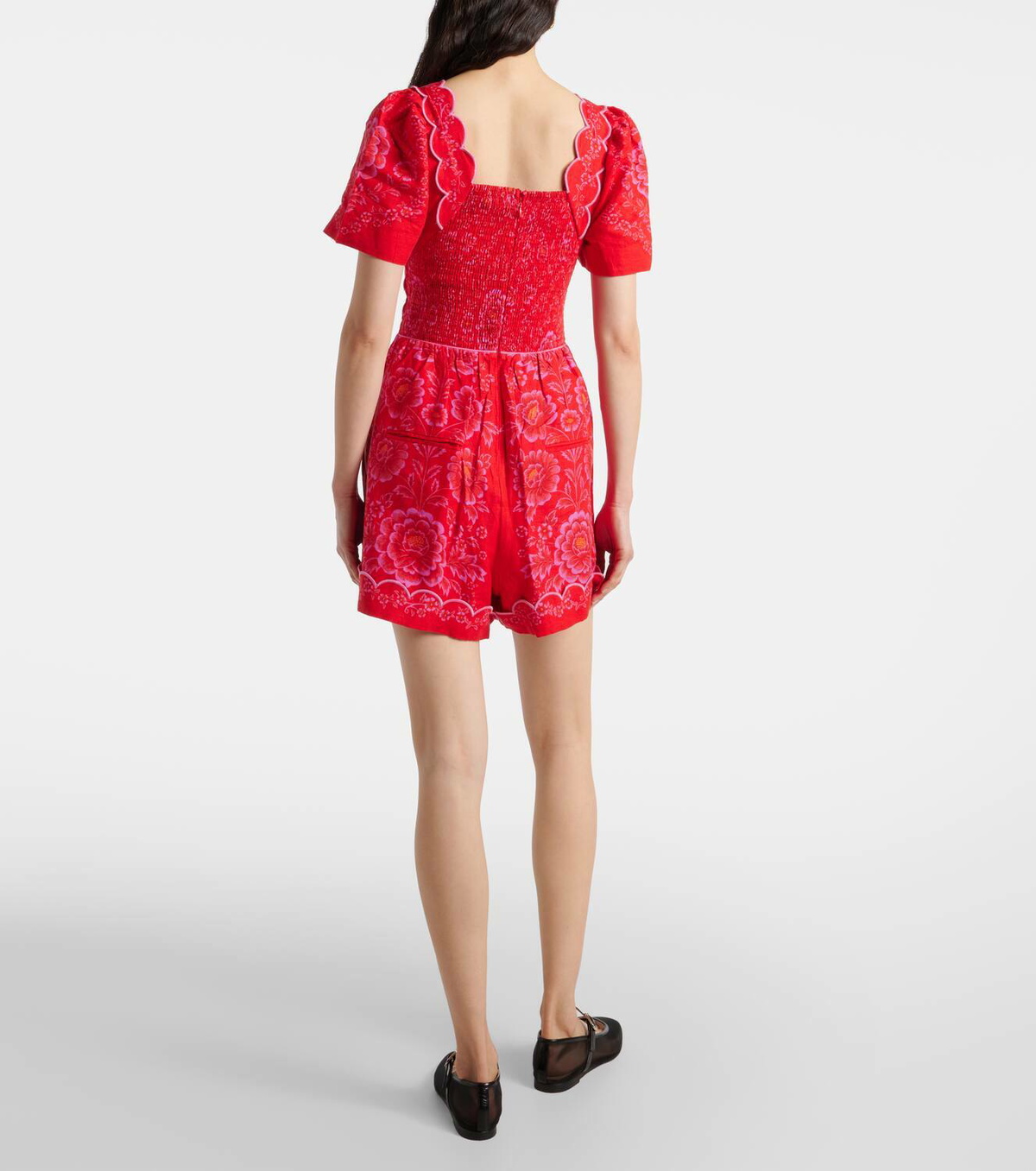 Farm Rio Floral cutout cotton-blend romper Farm Rio