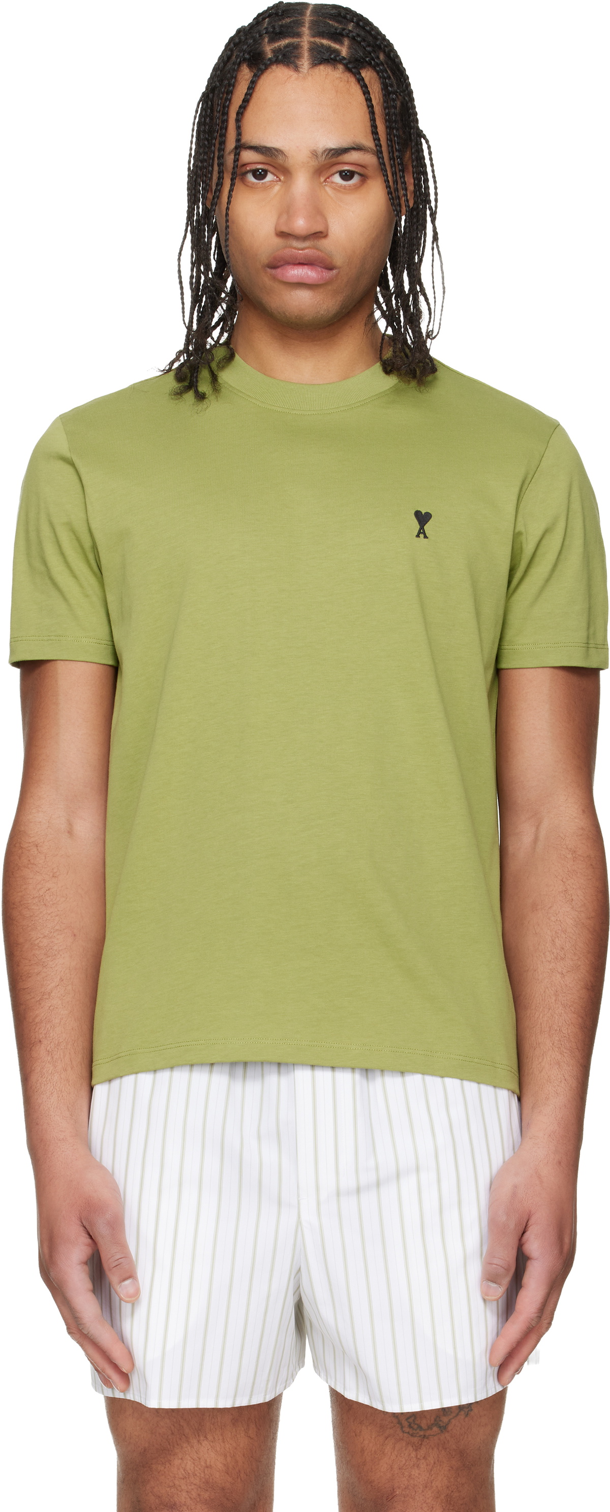 AMI Paris Green Cotton Ami de Coeur T-shirt AMI