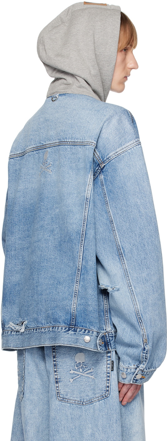 mastermind WORLD Blue Hooded Denim Jacket MASTERMIND WORLD