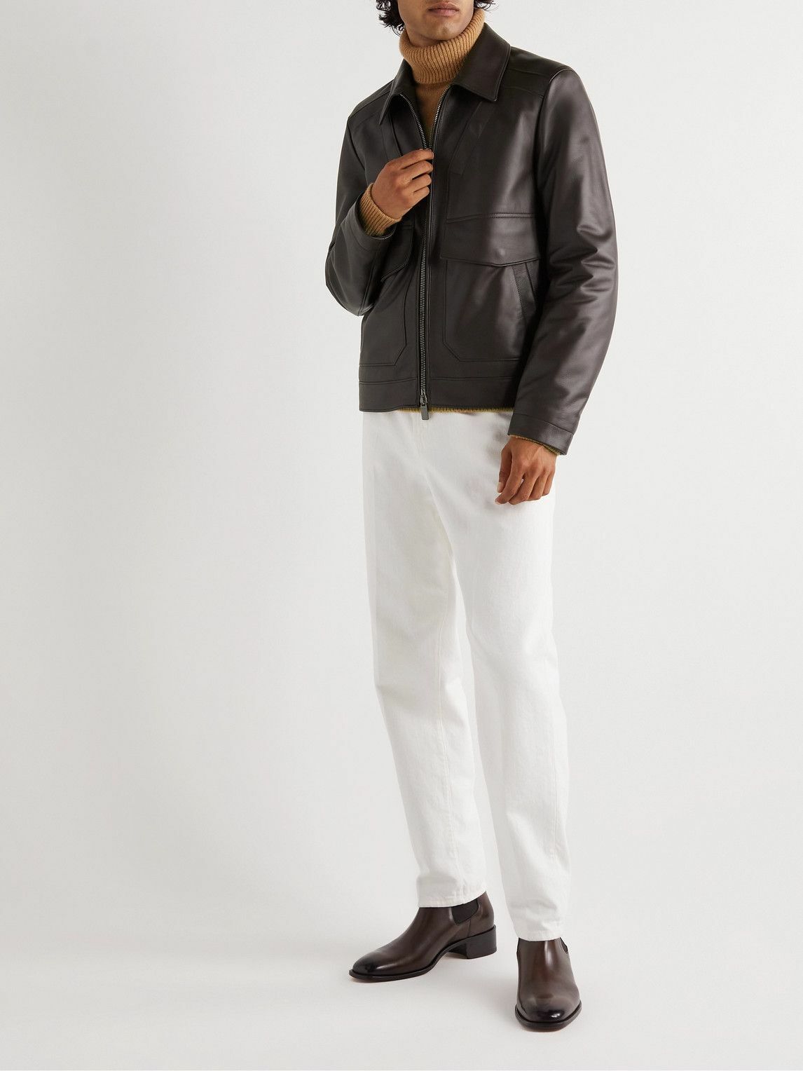 Canali - Leather Jacket - Brown Canali