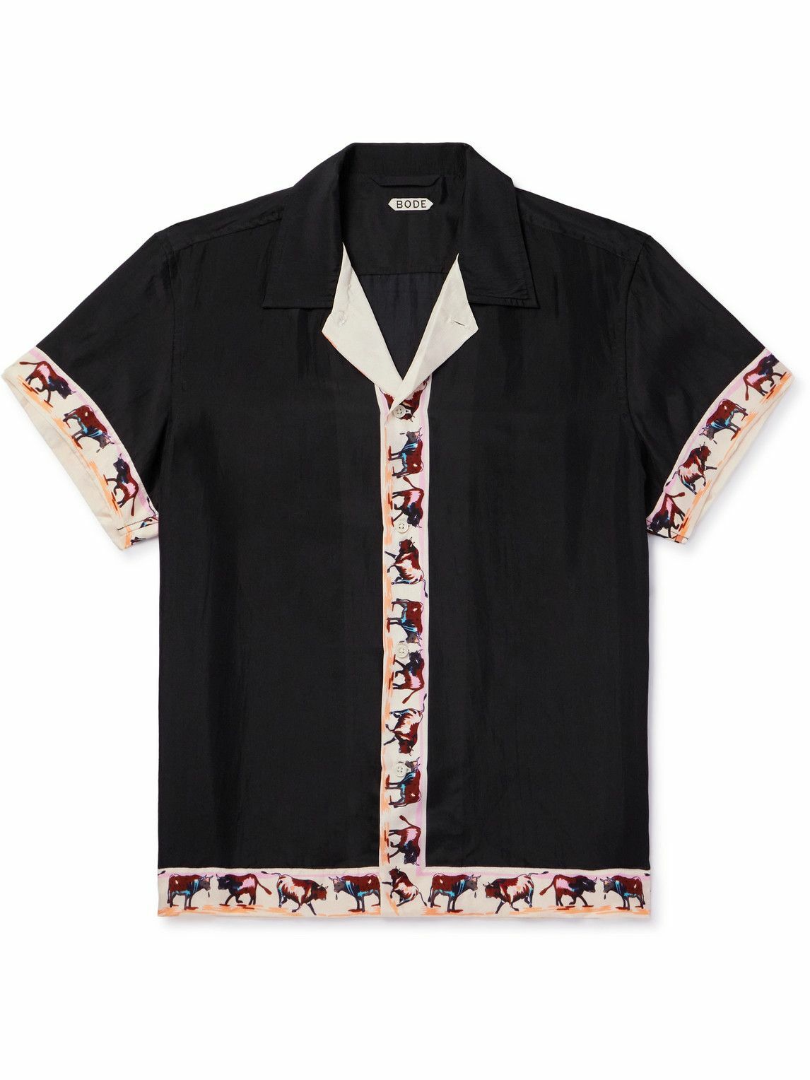 BODE - Taureau Printed Silk Shirt - Black Bode