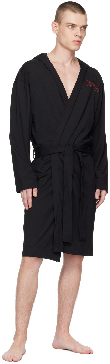 Hugo Black Hooded Robe Hugo Boss