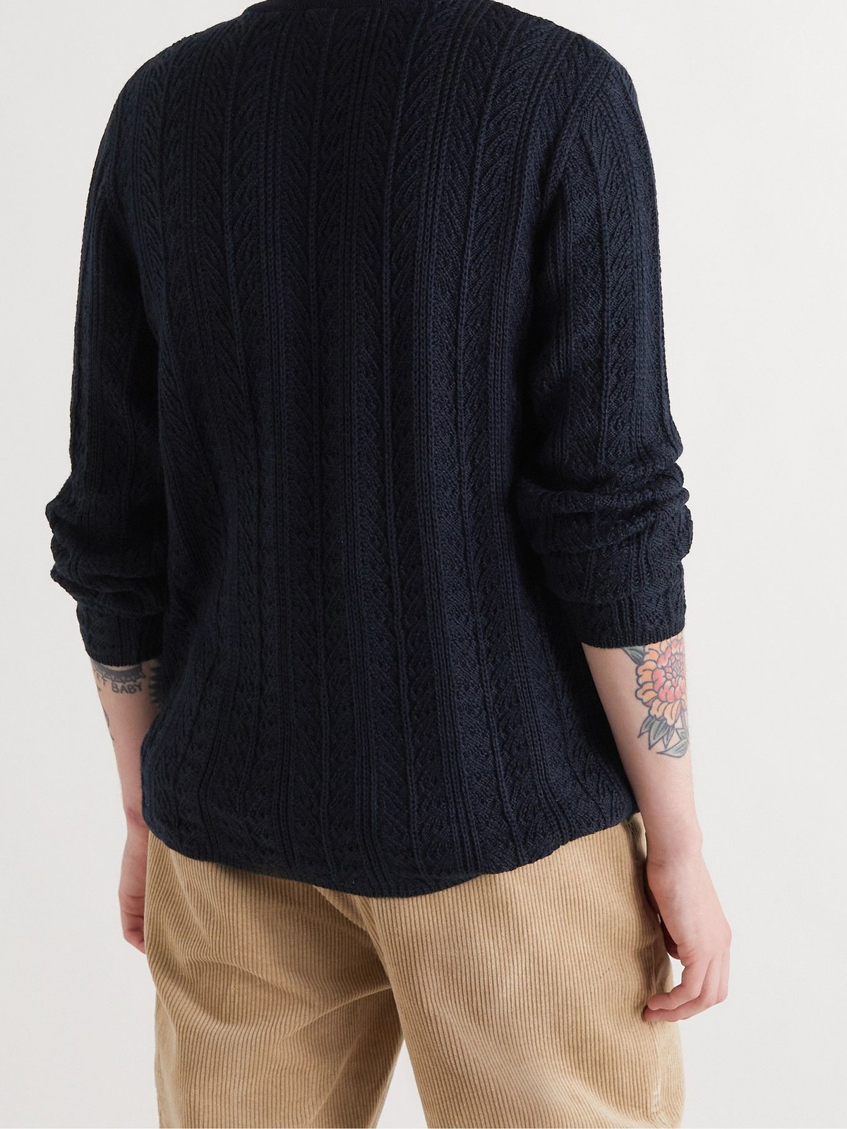 SÉFR - Rufus Cable-Knit Merino Wool-Blend Sweater - Blue Séfr