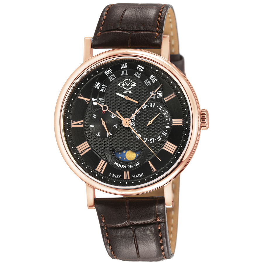 GV2 by Gevril Maestro Quartz Moon Phase Grey Dial Mens Watch 43604 GV2 ...