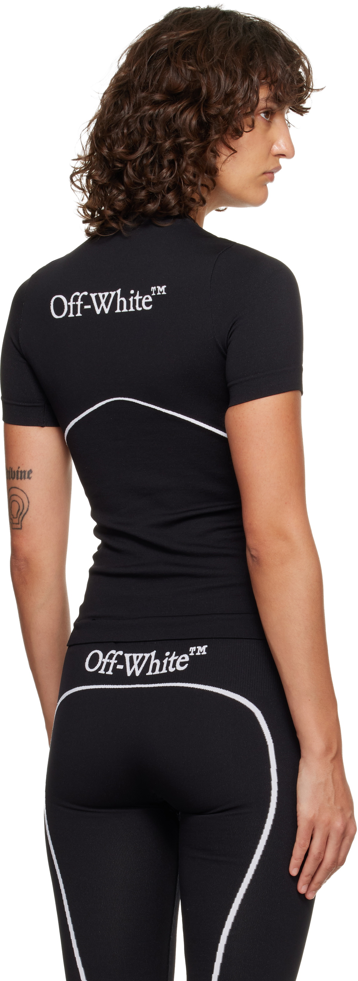 Off-White Black Off Stamp Seamless Short Sleeve Sport Top Off-White