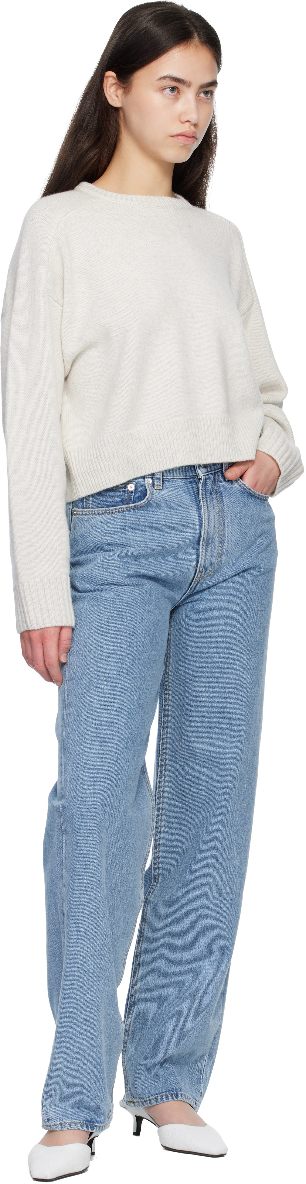 Loulou de Saison Gray BRUZZI LDS Cropped Sweater Loulou Studio