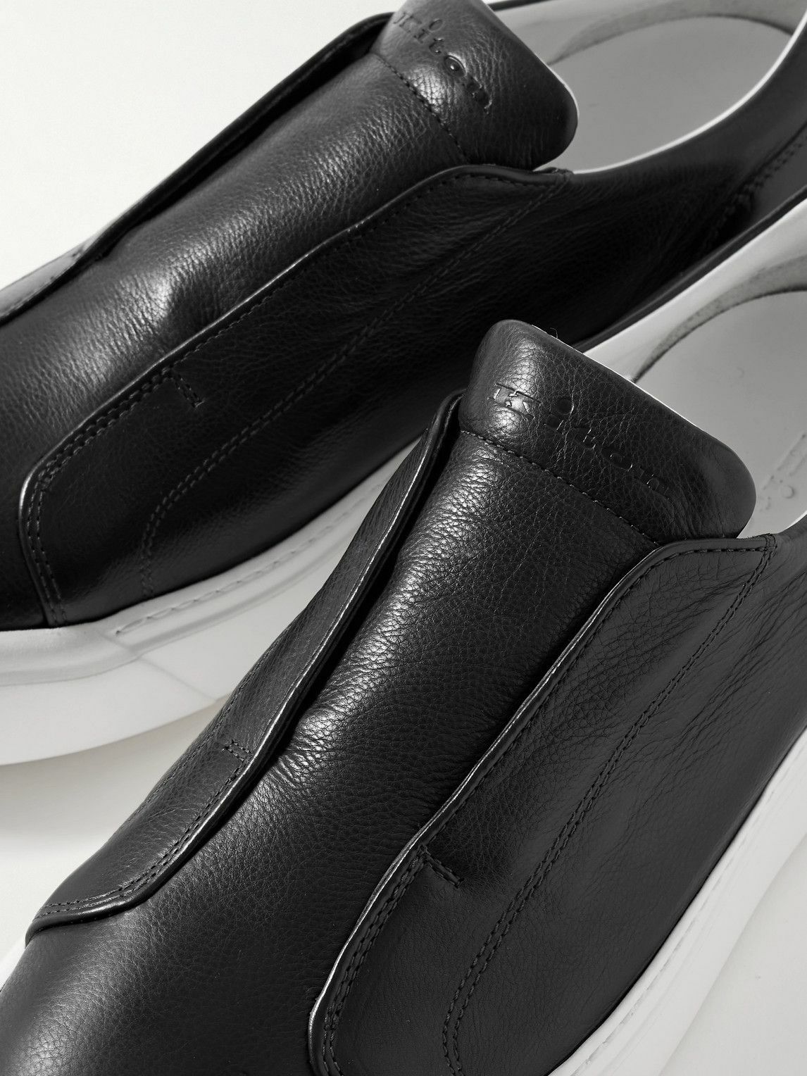 Kiton - Leather Slip-On Sneakers - Blue Kiton