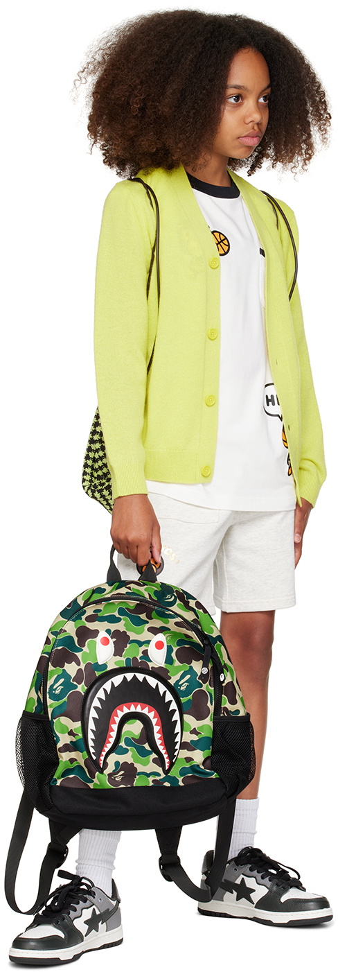 BAPE Kids Green ABC Camo Shark Backpack A Bathing Ape