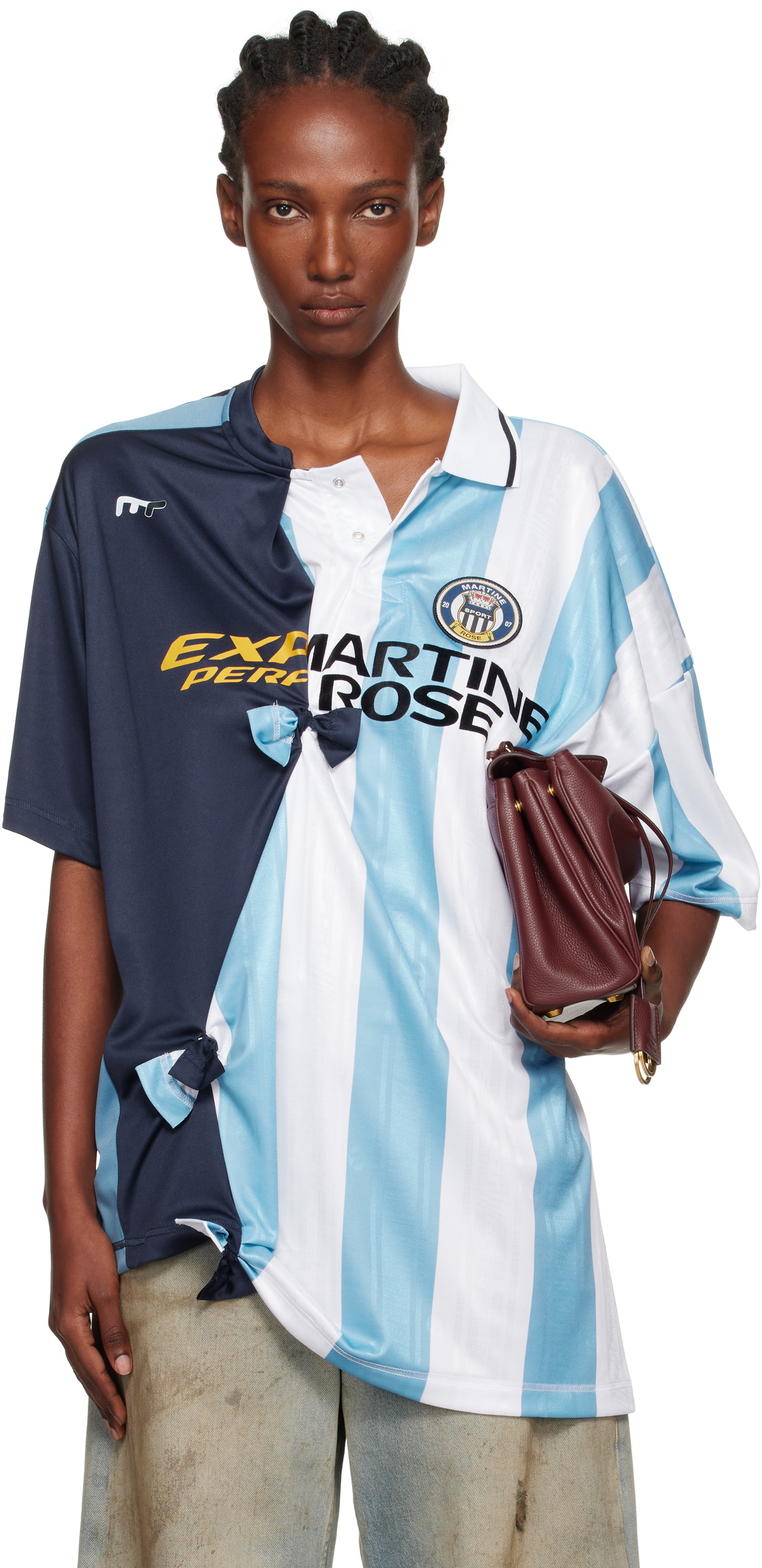 Martine Rose Blue & White Collage Football Top Martine Rose