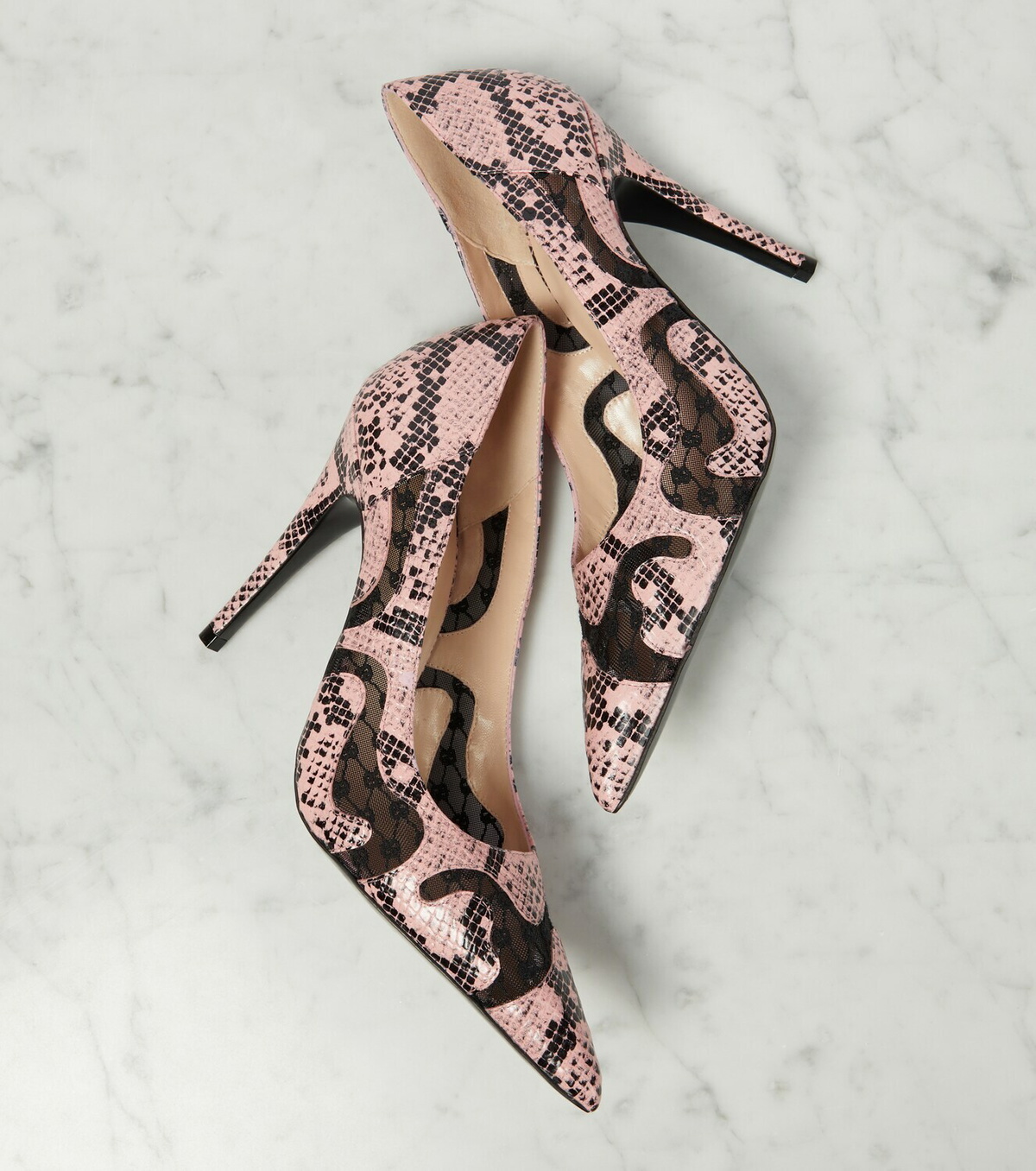 Gucci Python-effect leather pumps Gucci
