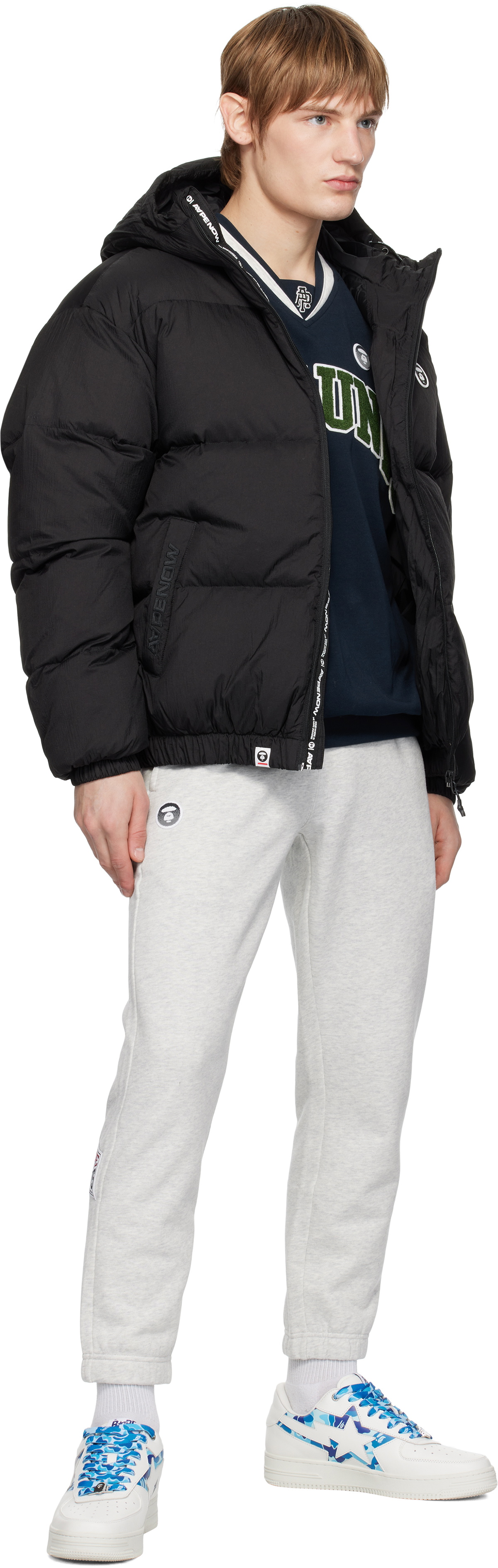 AAPE by A Bathing Ape Black 'AAPE NOW' Hoodie Down Jacket AAPE by A ...
