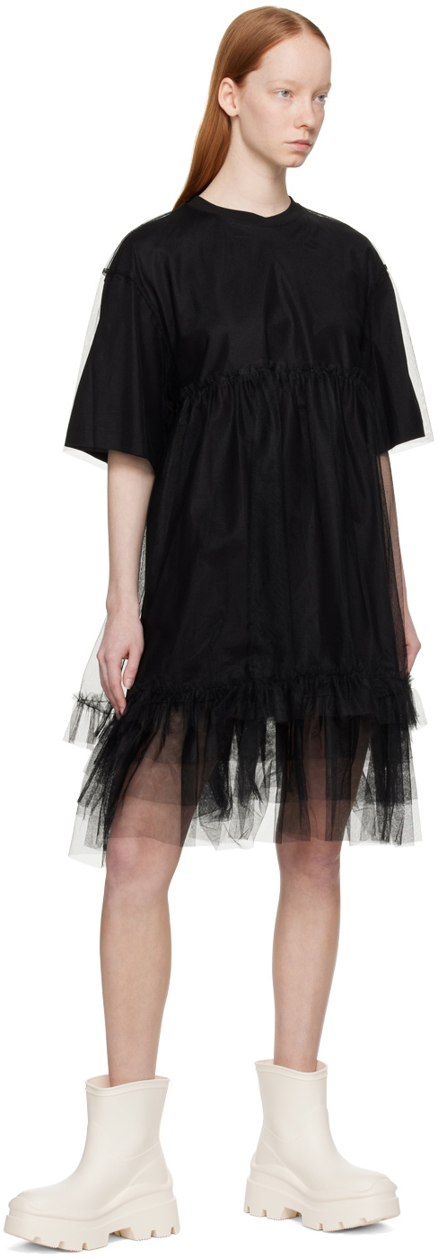 MSGM Black Gathered Mini Dress MSGM