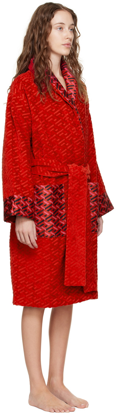 Versace Underwear Red Greca Robe Versace Underwear