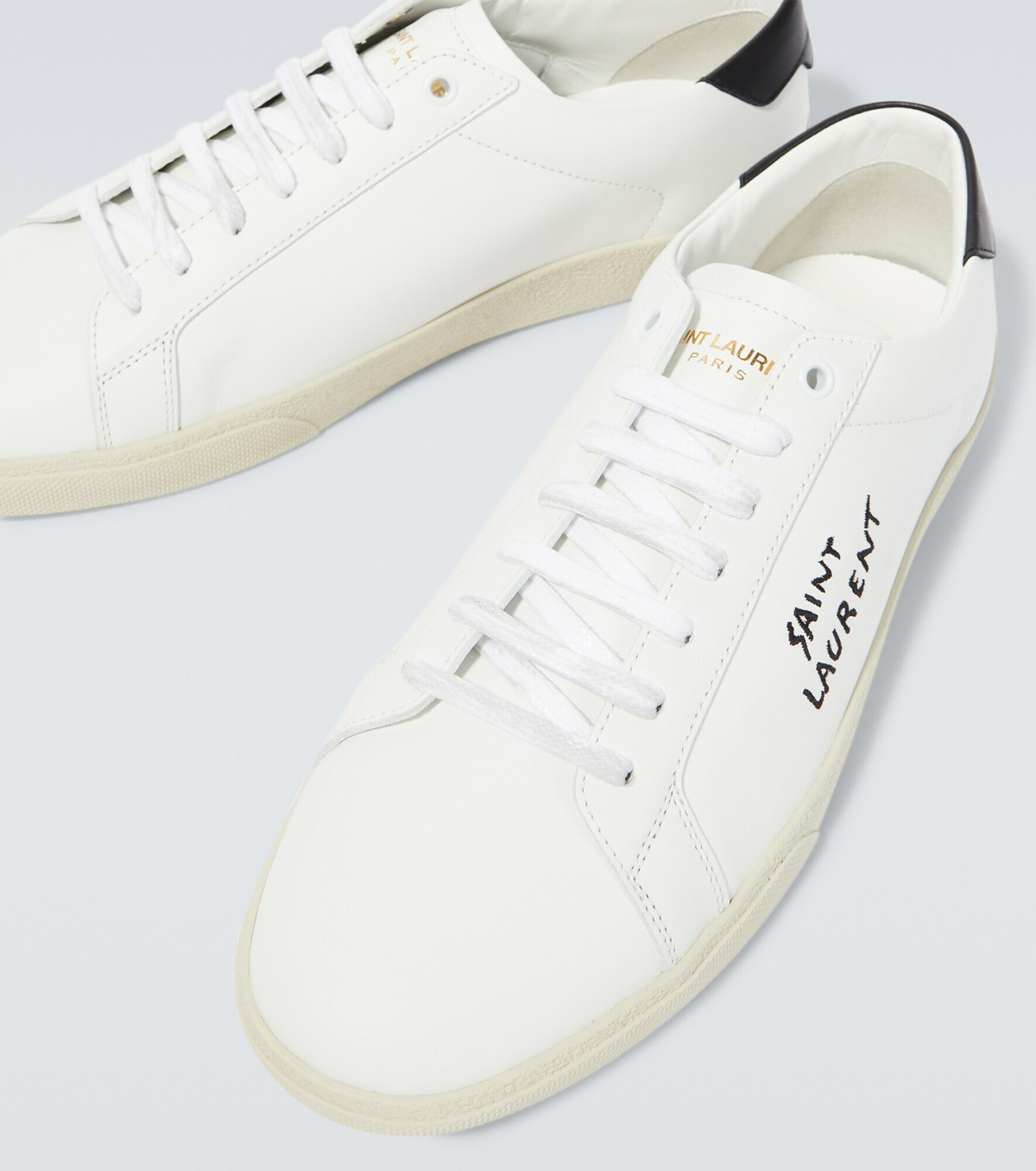 Saint Laurent - Logo embroidered leather sneakers Saint Laurent