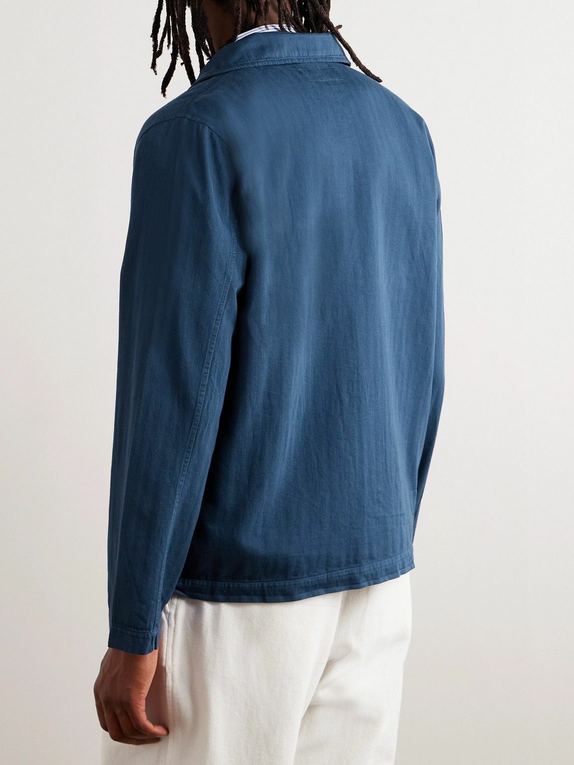 Universal Works - Garment-Dyed Herringbone Cotton Field Jacket - Blue Universal Works