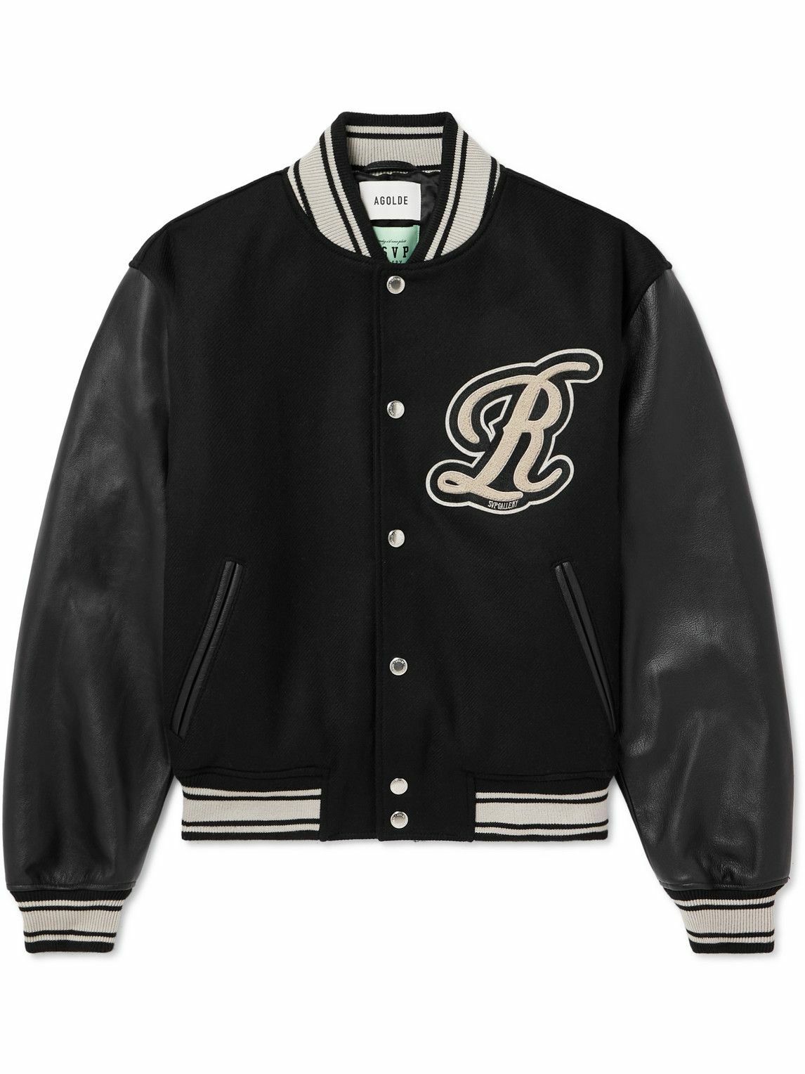 AGOLDE - RSVP GALLERY Logo-Appliquéd Leather-Trimmed Wool-Blend Felt ...