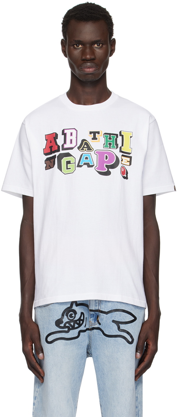 BAPE White Varsity Font T-shirt A Bathing Ape