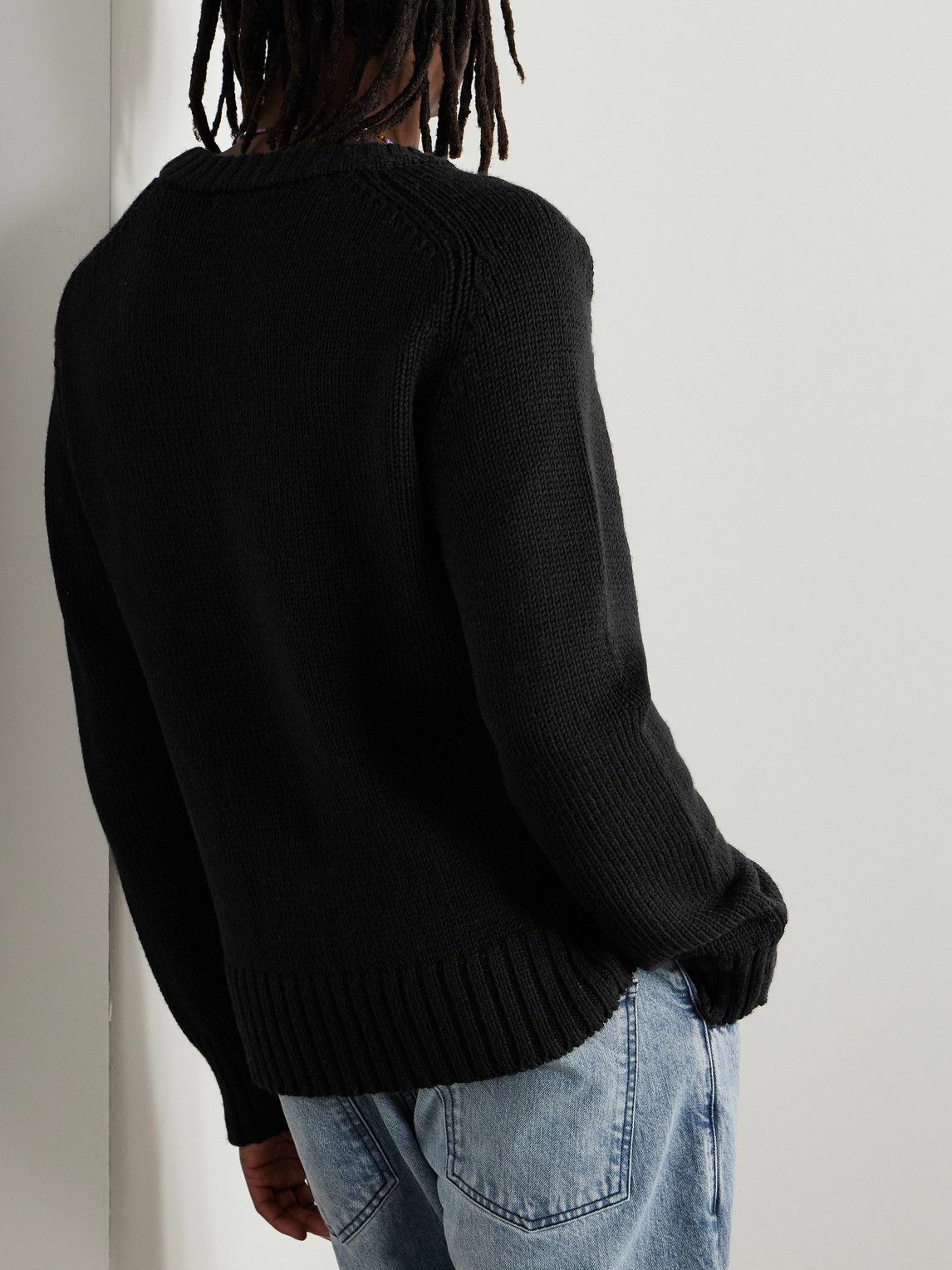 MILES LEON - Garden Merino Wool Sweater - Black Miles Leon