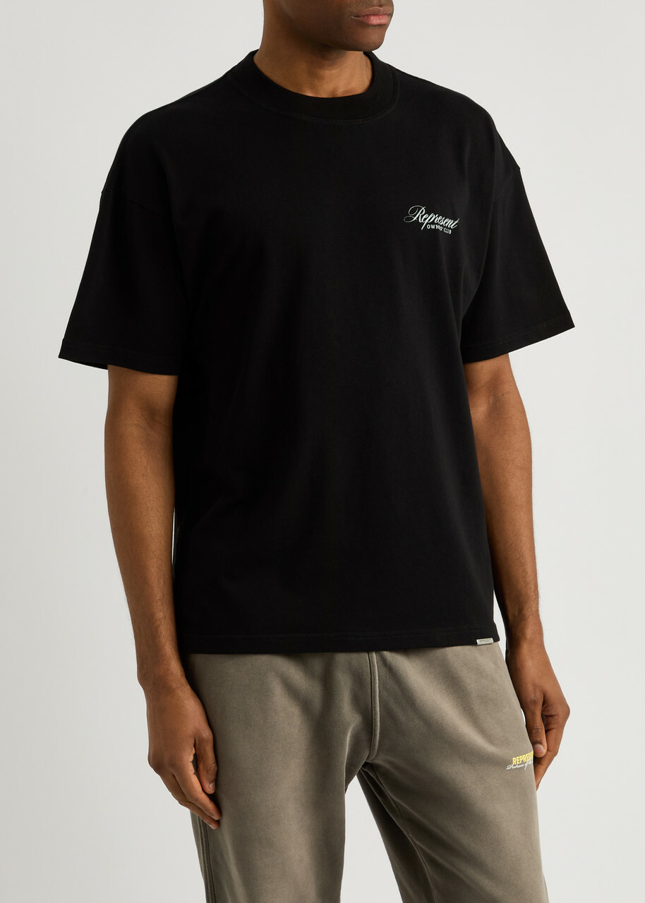 Represent Owners' Club Printed Cotton T-shirt Black Represent