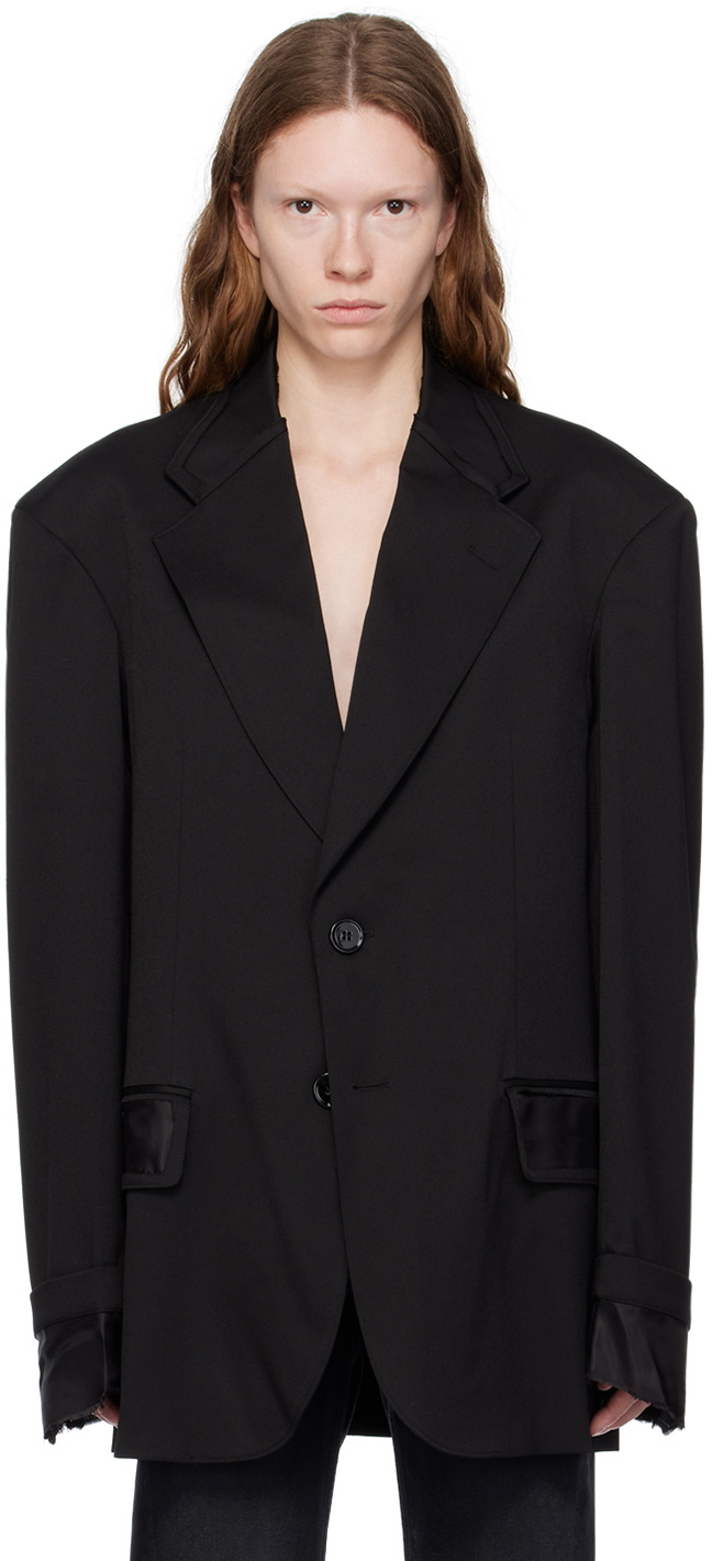 MM6 Maison Margiela Black Raw Edge Blazer MM6 Maison Margiela