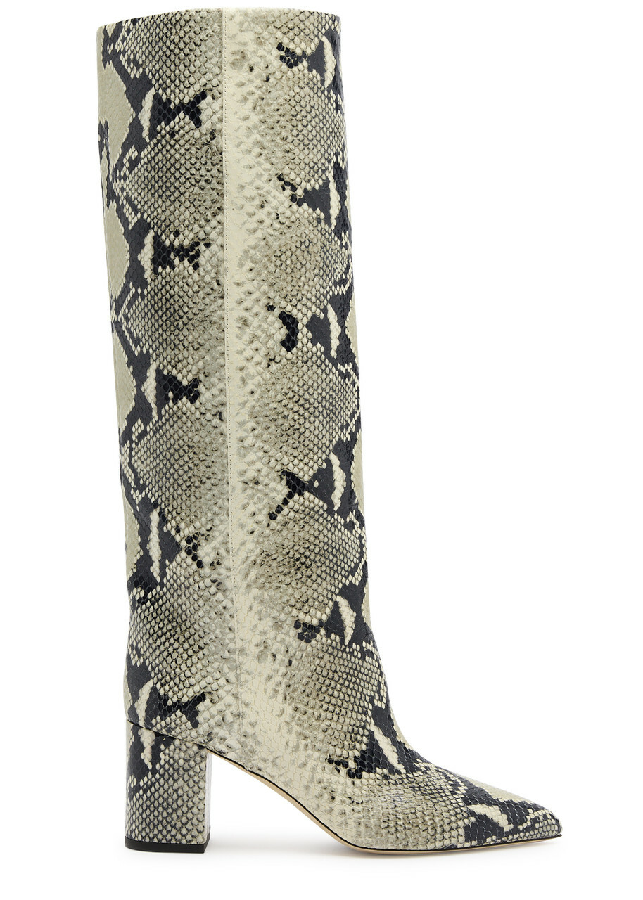 Paris Texas Anja 70 Python-effect Leather Knee-high Boots Beige Paris Texas