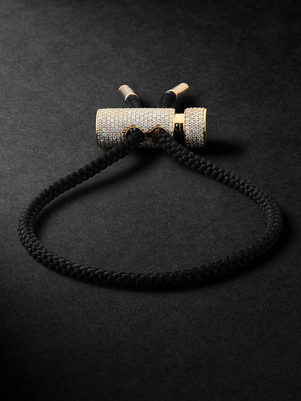 Ouie - Toggle 14-Karat Gold, Silk Cord and Diamond Necklace and ...