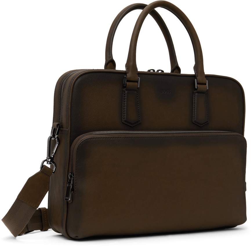 BOSS Brown Leather Briefcase BOSS