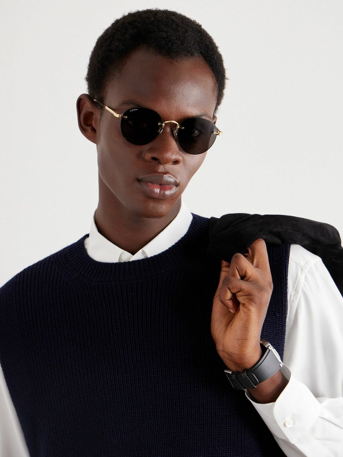 Cartier Eyewear Frameless Gold Tone Sunglasses Cartier