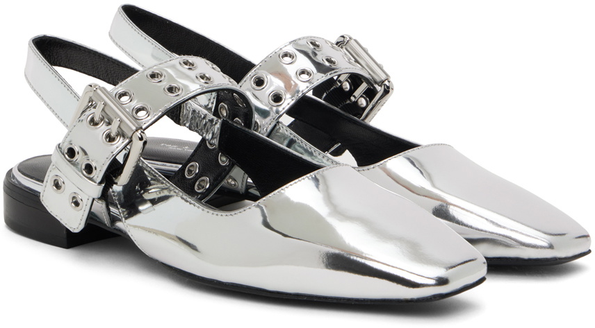 rag & bone Silver Astra Slingback Slippers Rag and Bone