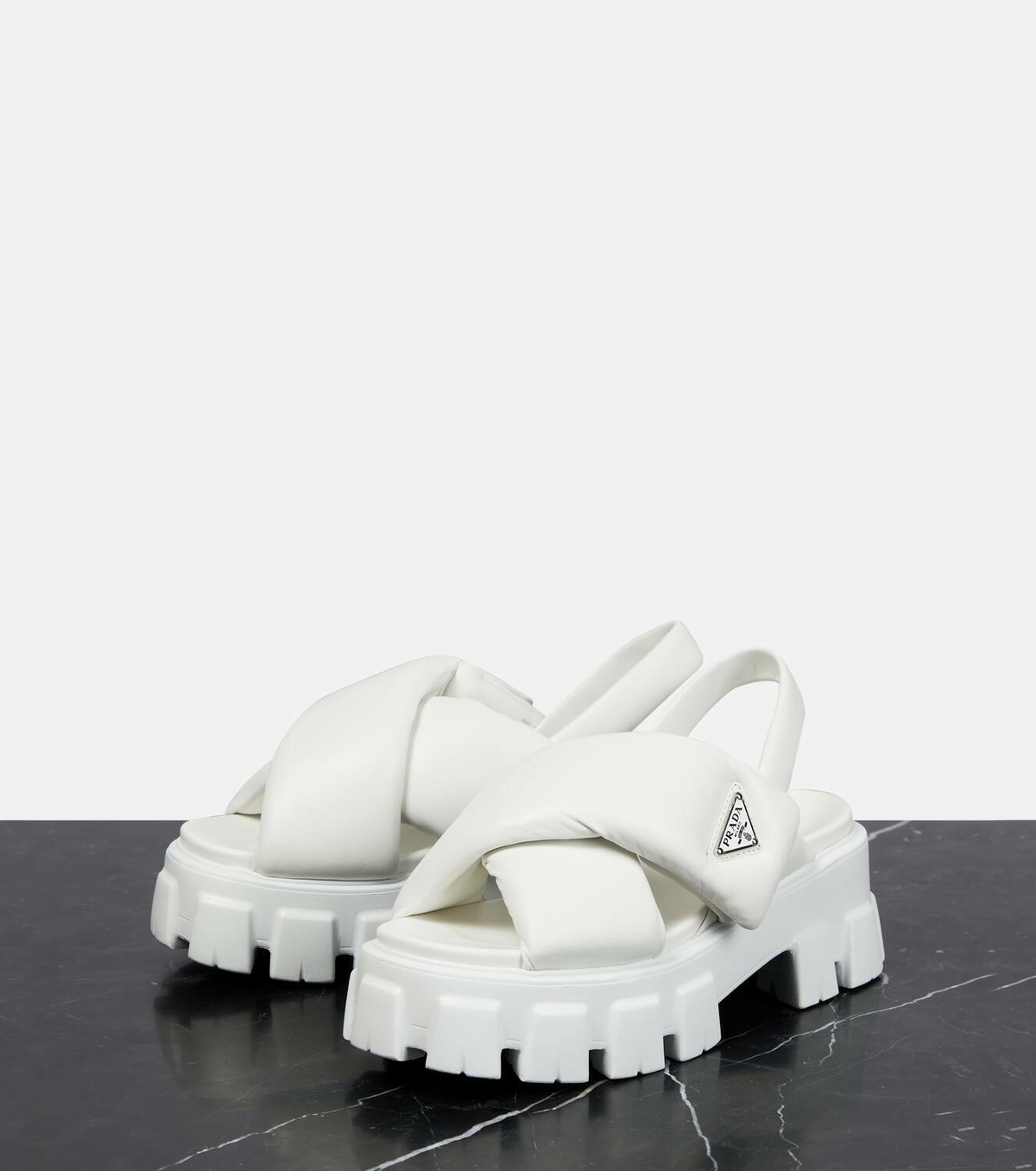 Prada Monolith padded leather platform sandals Prada