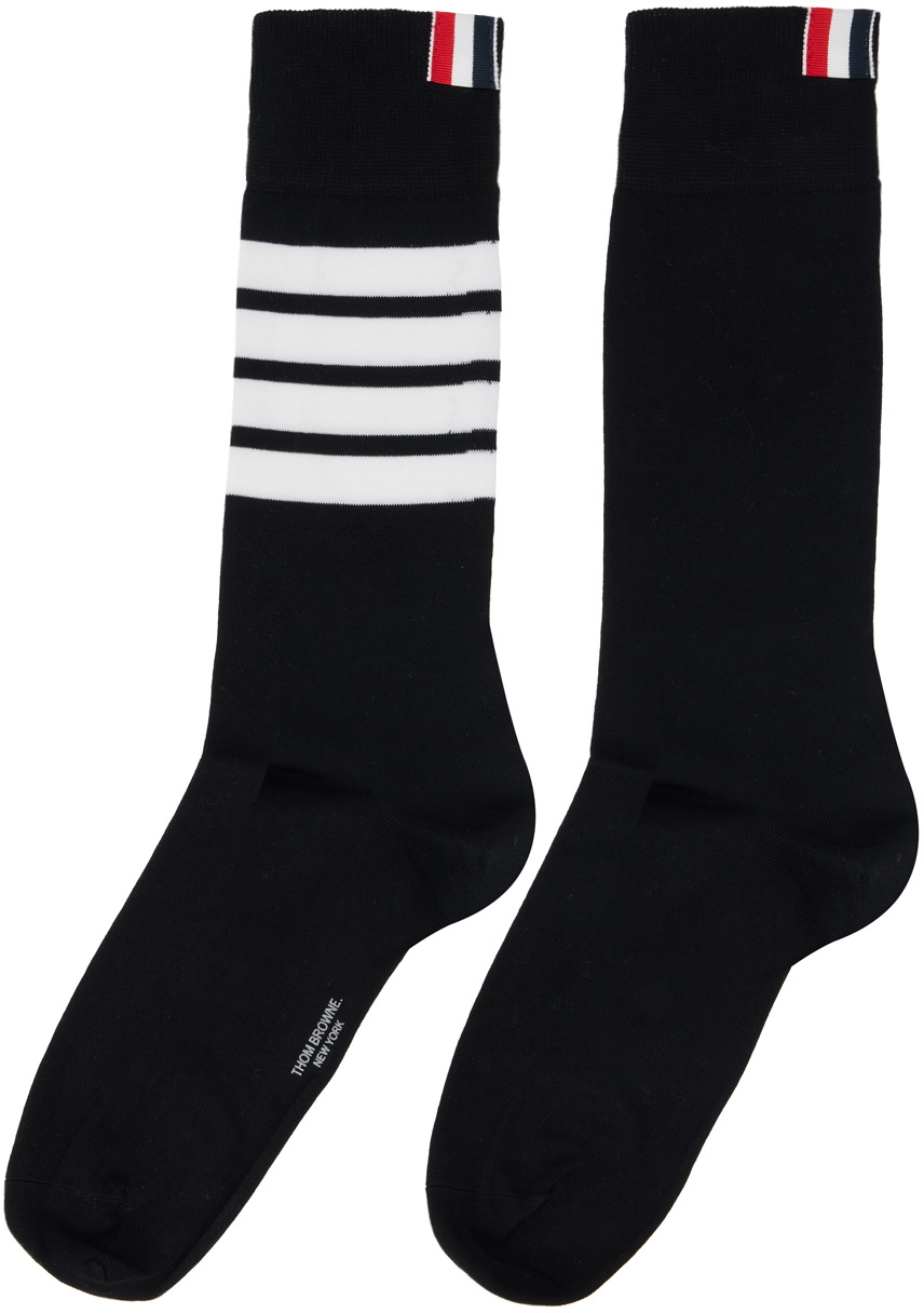 Thom Browne Black 4-Bar Socks Thom Browne