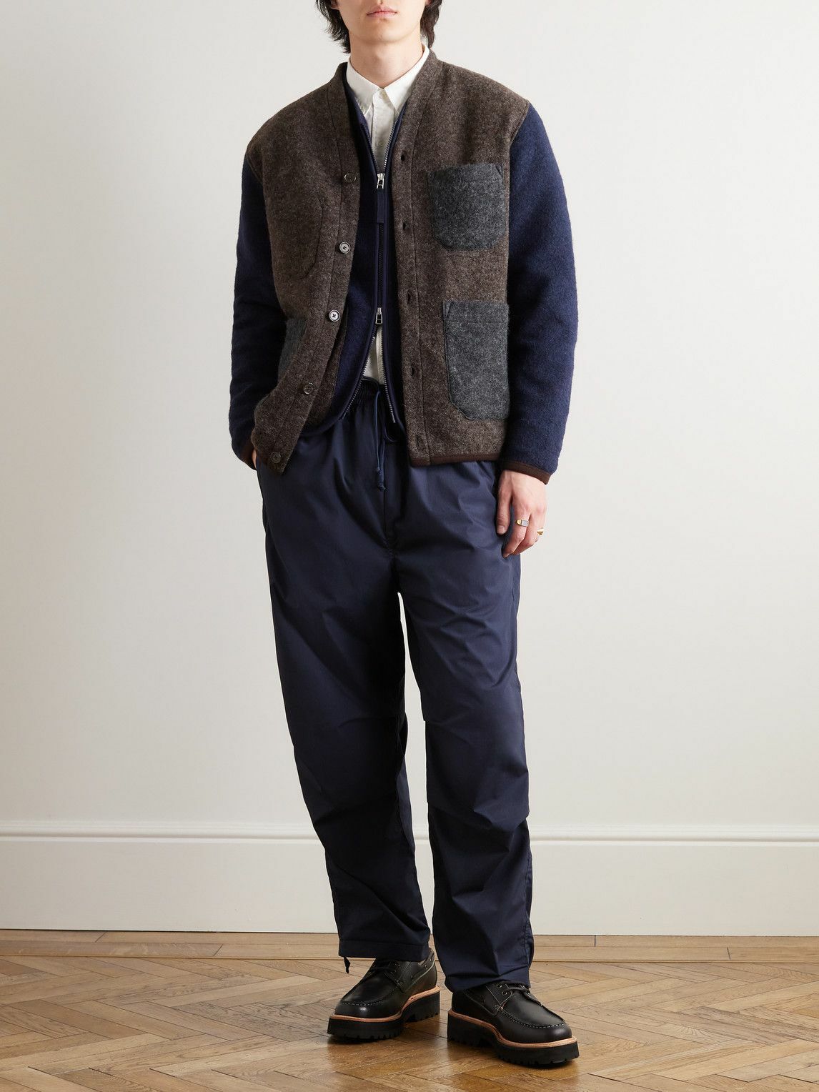 Universal Works - Colour-Block Wool-Blend Fleece Cardigan - Brown ...