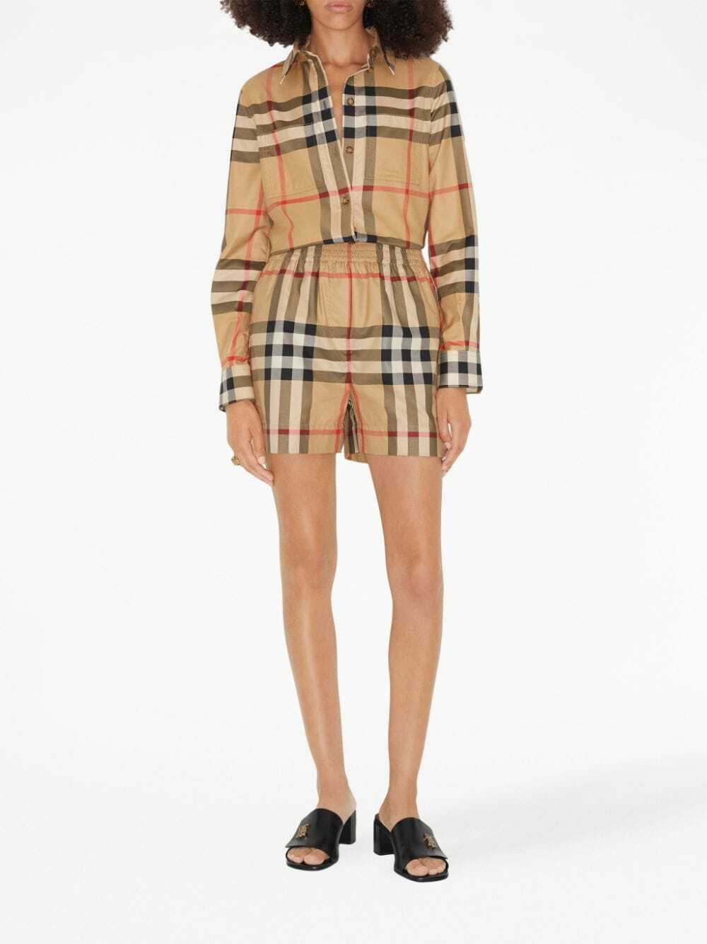 BURBERRY - Check Motif Cotton Shirt Burberry