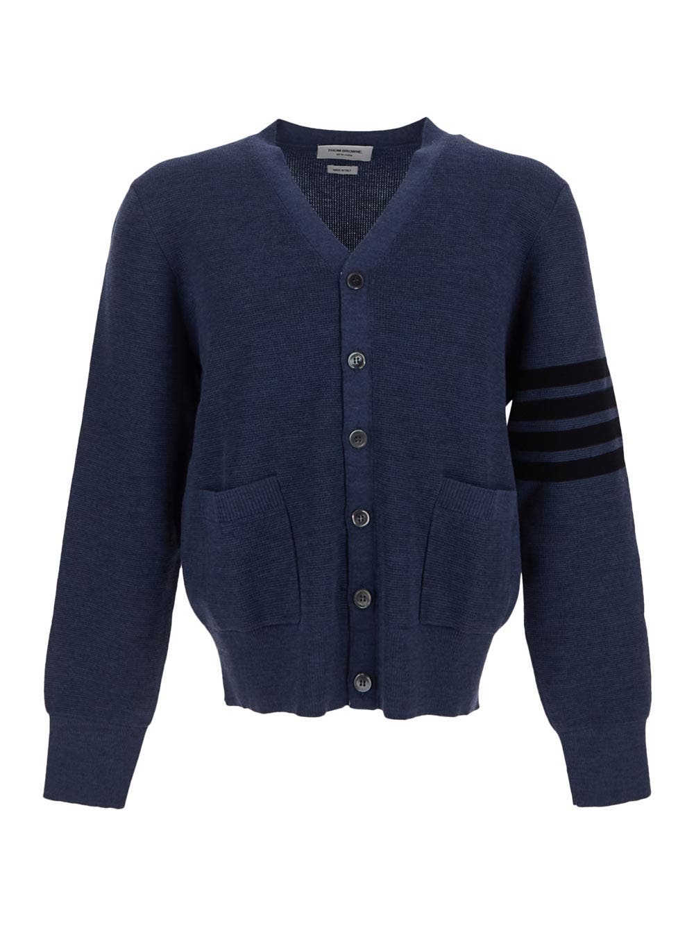 Thom Browne Waffle Stitch High V Neck Cardigan Thom Browne