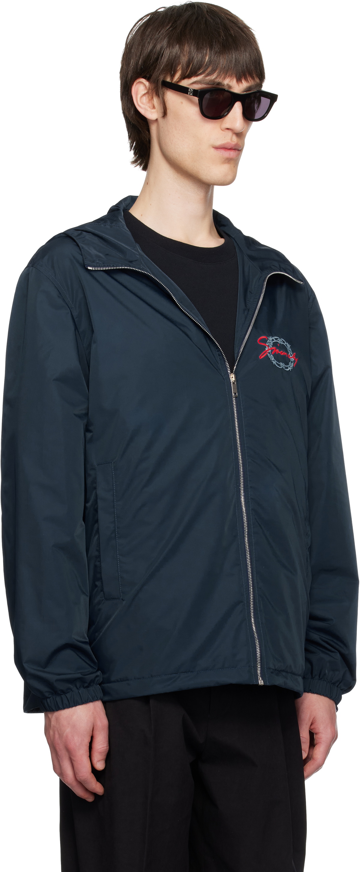 Givenchy Navy 'GIVENCHY' Medallion Windbreaker Givenchy