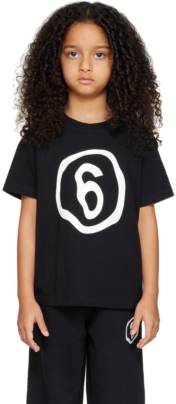 MM6 Maison Margiela Kids Black Printed T-Shirt MM6 Maison Margiela