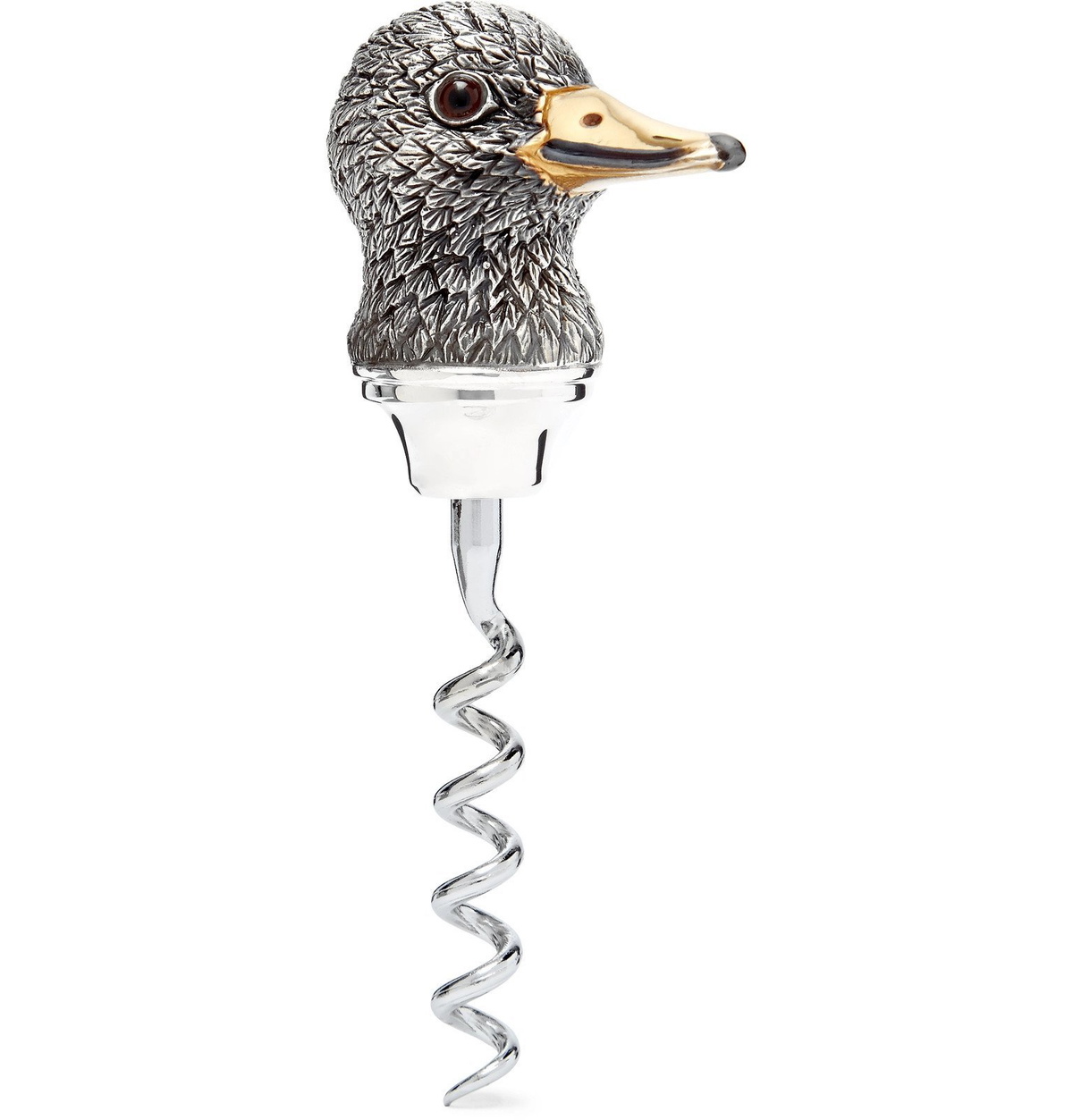 Asprey - Oxidised Sterling Silver Duck Corkscrew - Silver Asprey