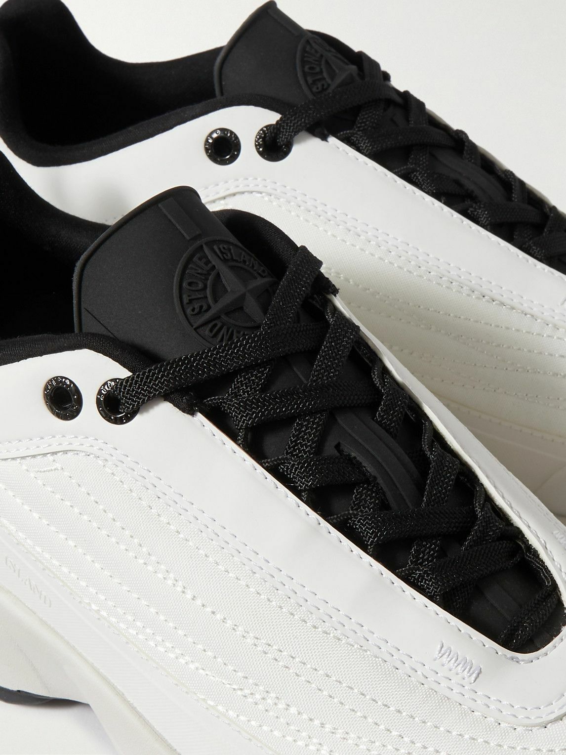Stone Island - Grime Rubber-Trimmed Canvas Sneakers - White Stone Island