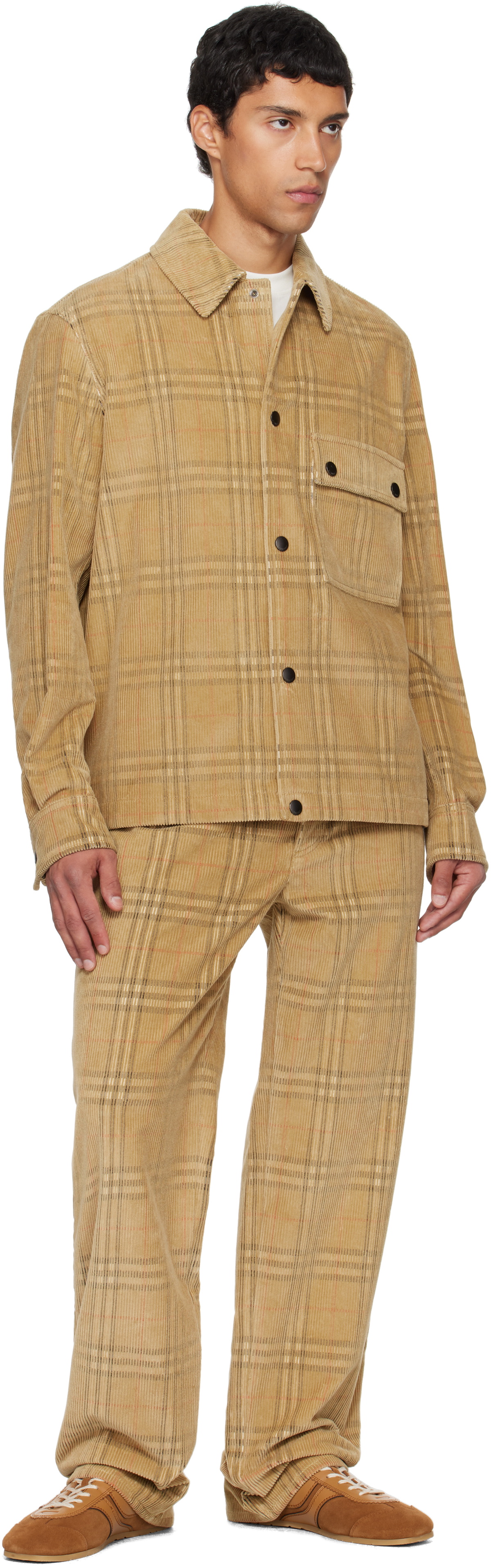 Burberry Beige Check Corduroy Shirt Burberry