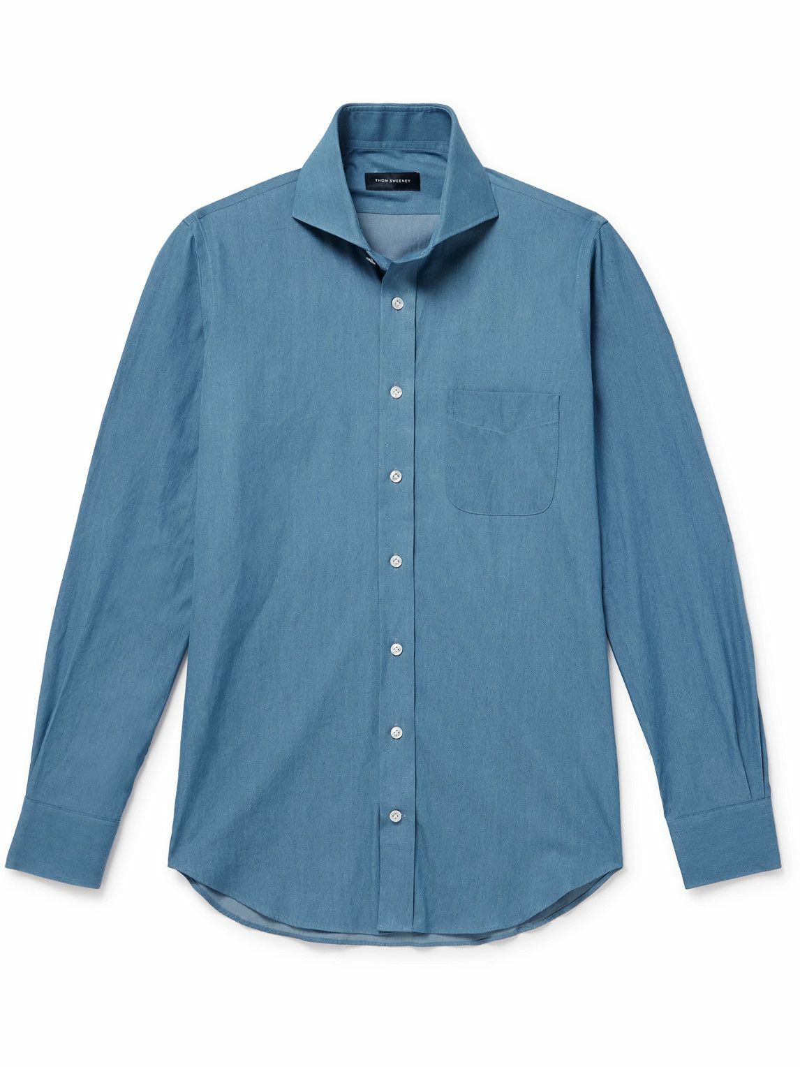 Thom Sweeney - Cutaway-Collar Cotton-Chambray Shirt - Blue Thom Sweeney